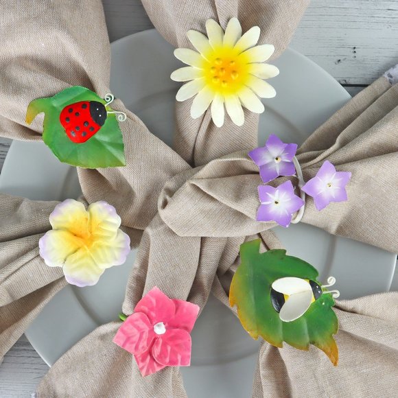 Dining | Vintage Spring Summer Napkin Ring Holders Set Of 6 | Poshmark